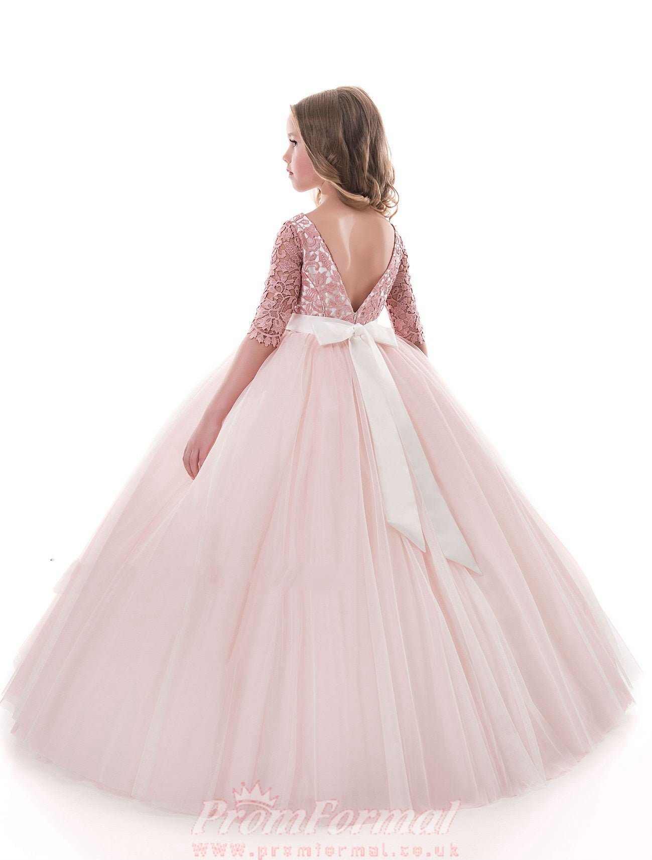 Ball Gown Half Sleeve Chic Kids Prom Dress CHK011