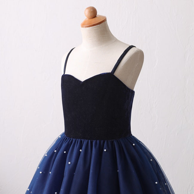 Navy Straps Kids Prom Dress BDHT23